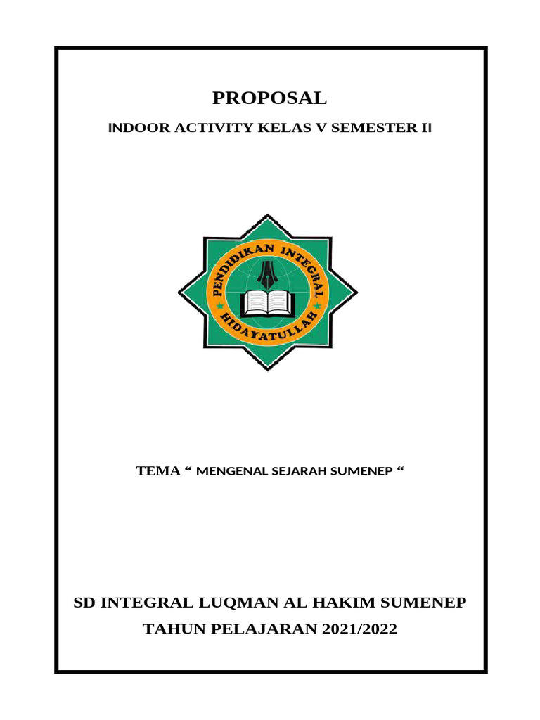 Proposal Indoor Activity Kls 5 2022 | PDF