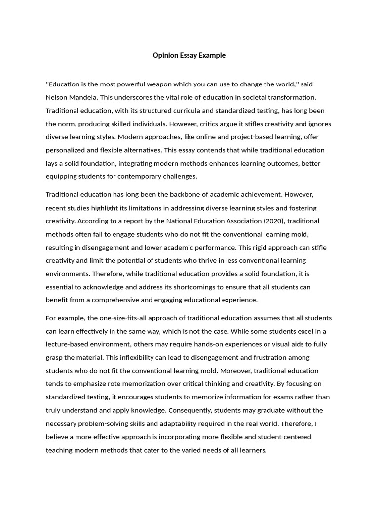 Opinion Essay Example | PDF