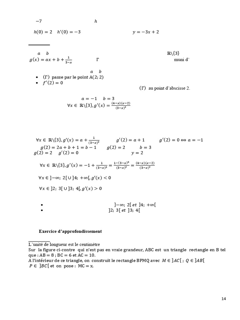 Cours de Maths + Exercices Corrigés - Premiere C, D - Derivation | PDF