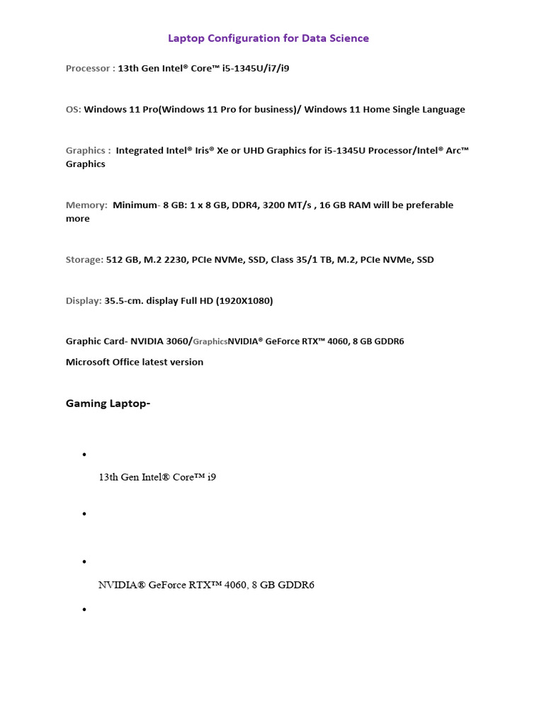 Laptop Configuration | PDF | Computers