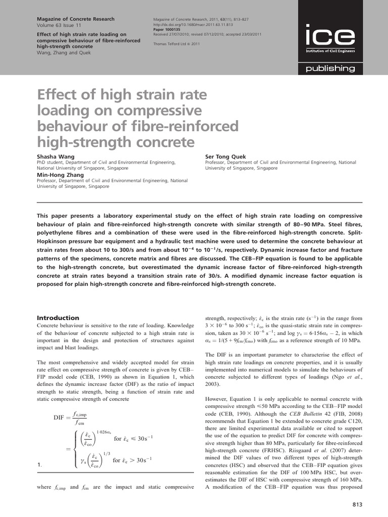 2.2 Effect of High Strain Rate Loading On Compressive Behaviour of Fibre-Reinforced High ...