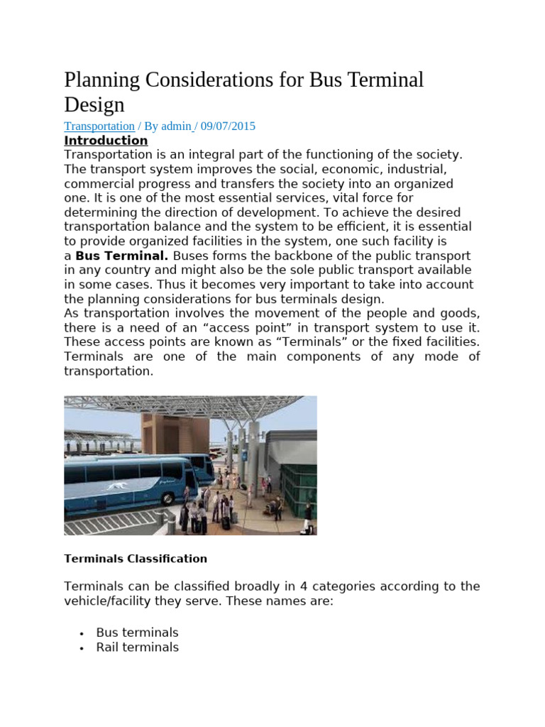Planning Considerations For Bus Terminal Design | PDF