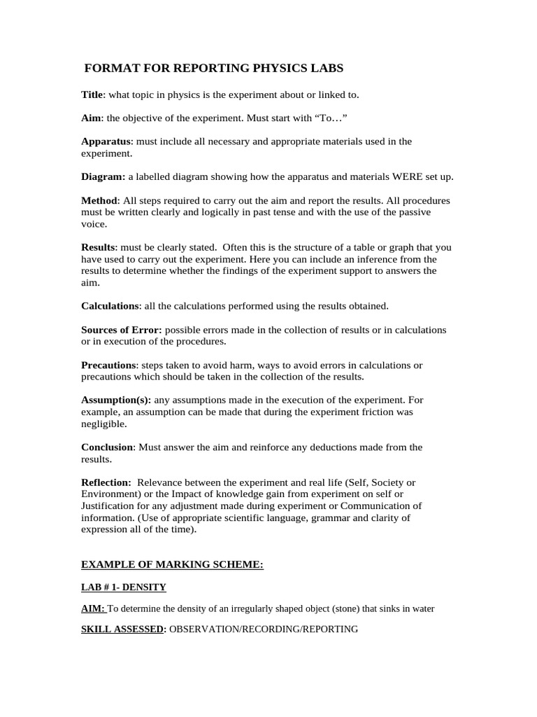 How To Write Up A Physics Lab | PDF | Experiment | Teaching Methods ...