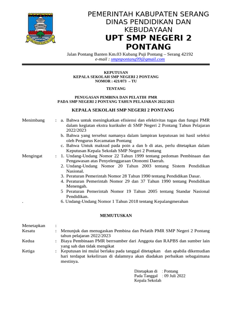 SK PMR SMPN 2 PONTANG -PMR | PDF