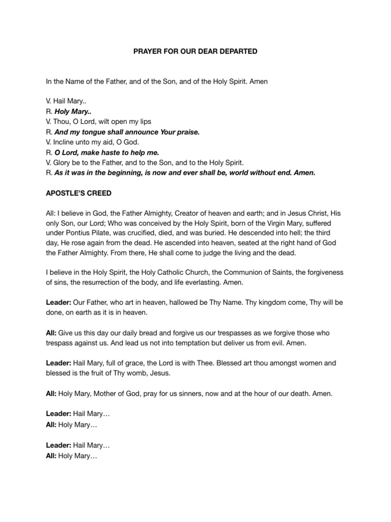 Prayer Of The Departed Pdf