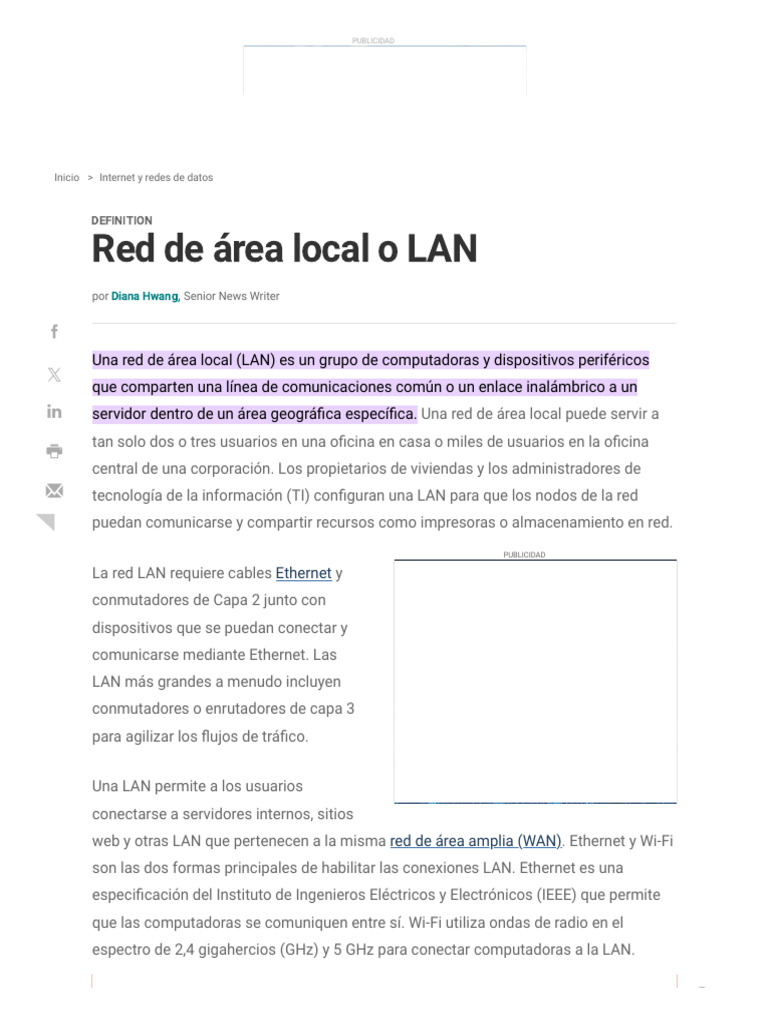 ¿Qué es Red de área local o LAN_ - Definición en Computer Weekly | PDF