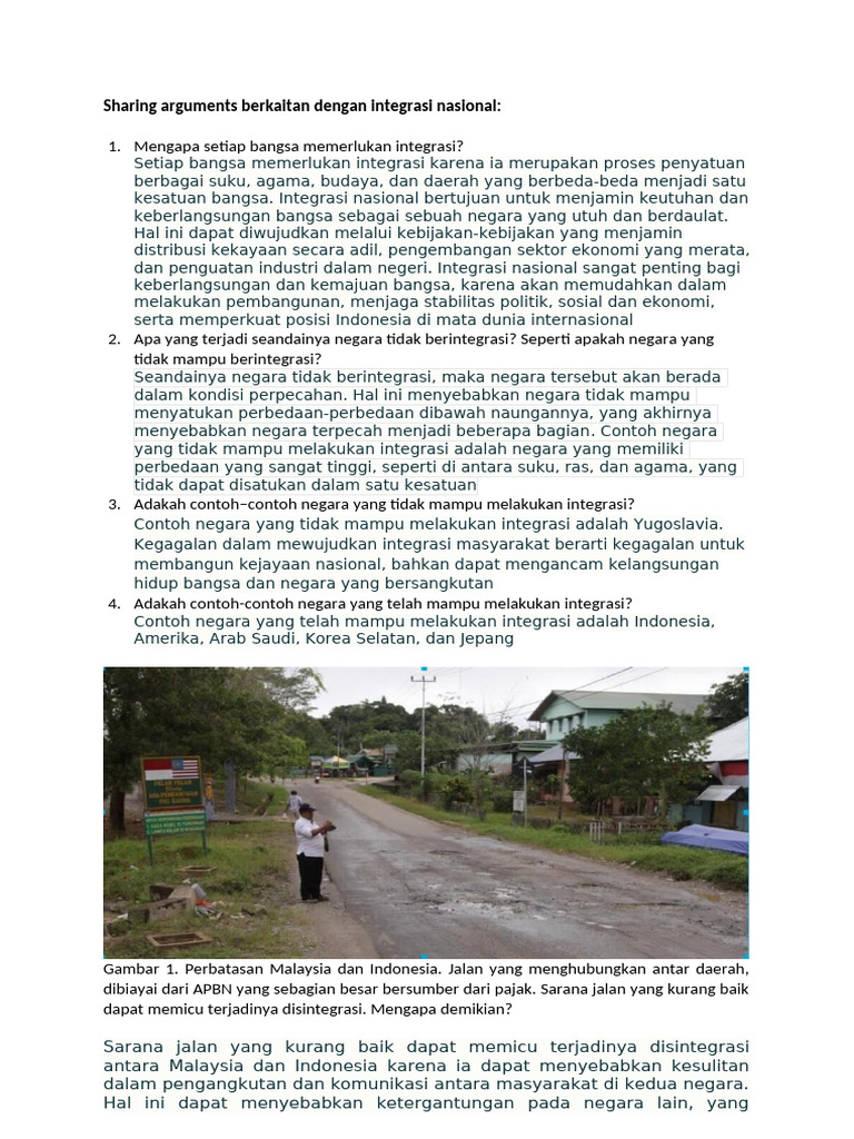 Sharing Arguments Berkaitan Dengan Integrasi Nasional | PDF