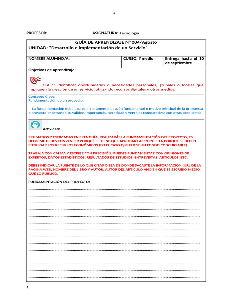 Guia 004 Tecnología Iº Medio A | PDF