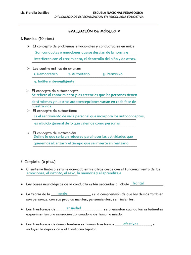 Evaluación de Módulo V | PDF