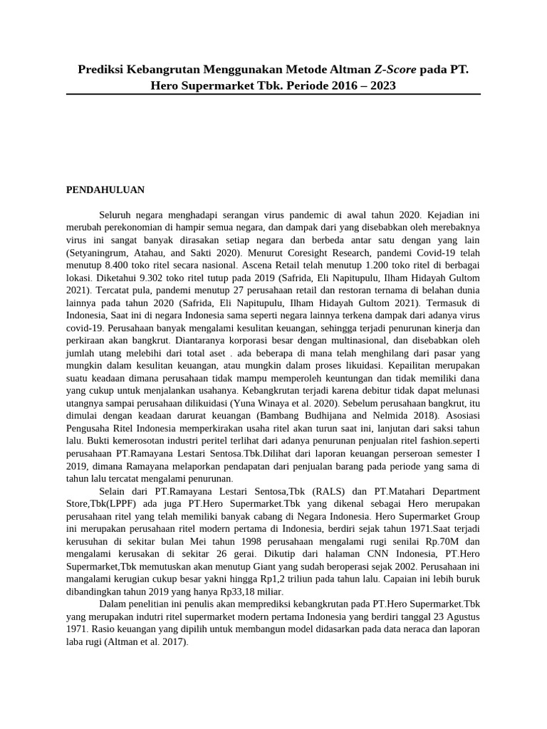 Altman Z Score | PDF