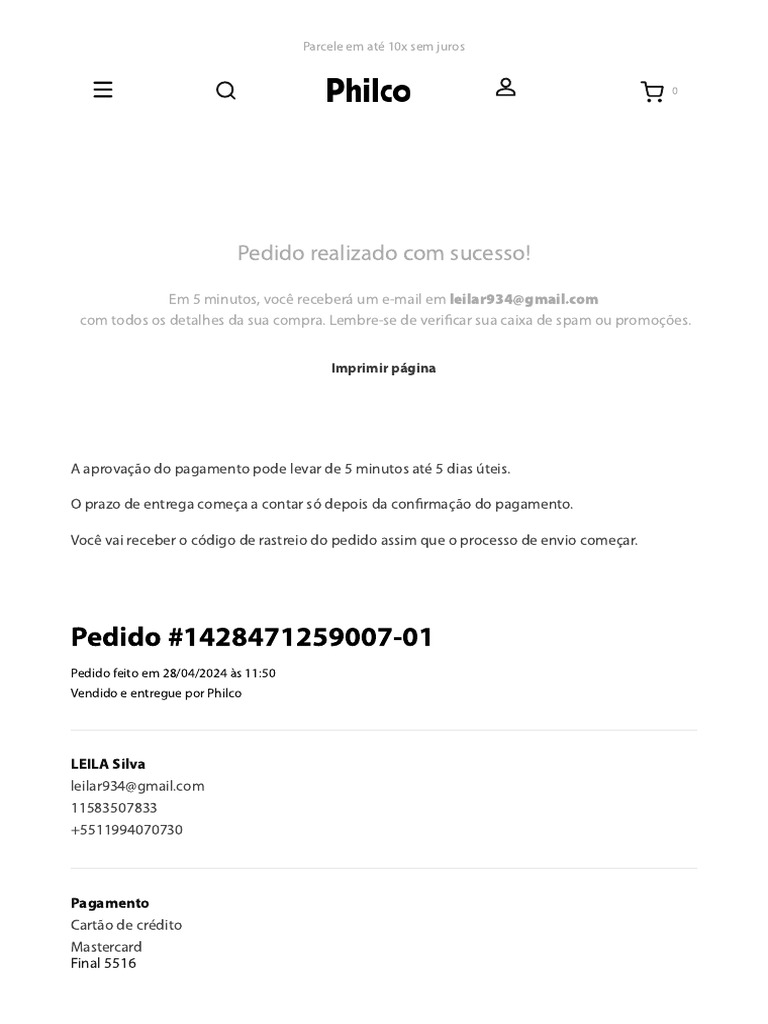 Pedido Confirmado | PDF