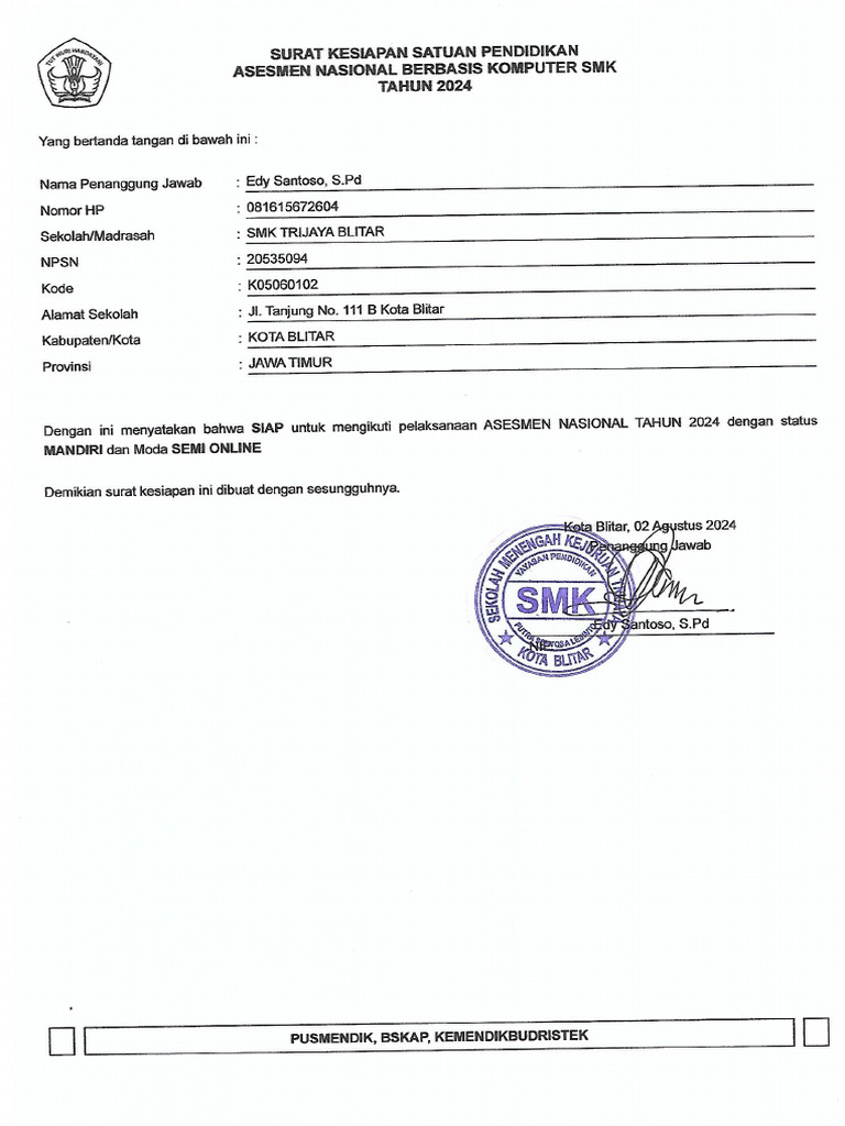 Surat Kesiapan | PDF