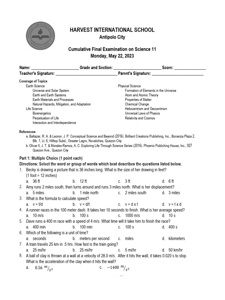 Science 11 CFE M. Laniohan 20222023 | PDF | Planets | Atoms