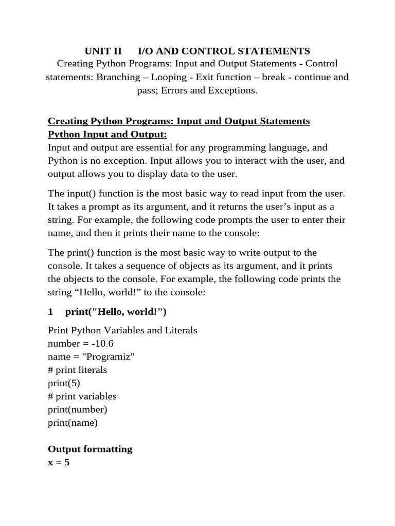 Unit 2 Python | PDF Unit 2 Python | PDF