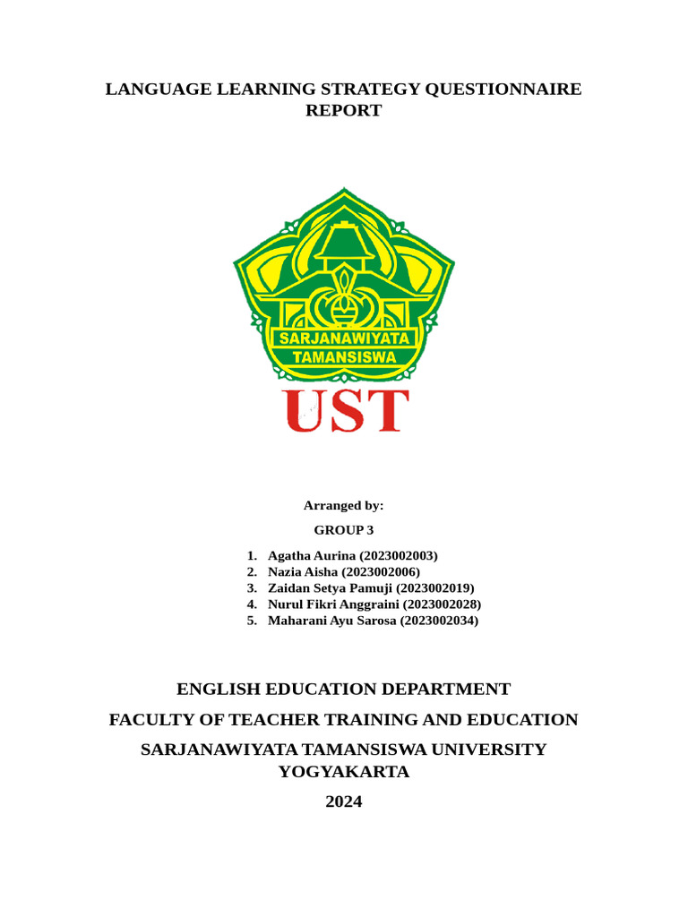 Language Learning Strategy Questionnaire Report | PDF