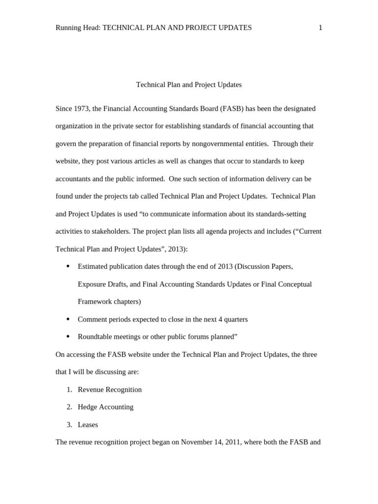 Technical Plan and Project Updates | PDF