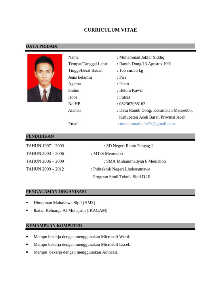 CV Mhd. Jafar Siddiq | PDF