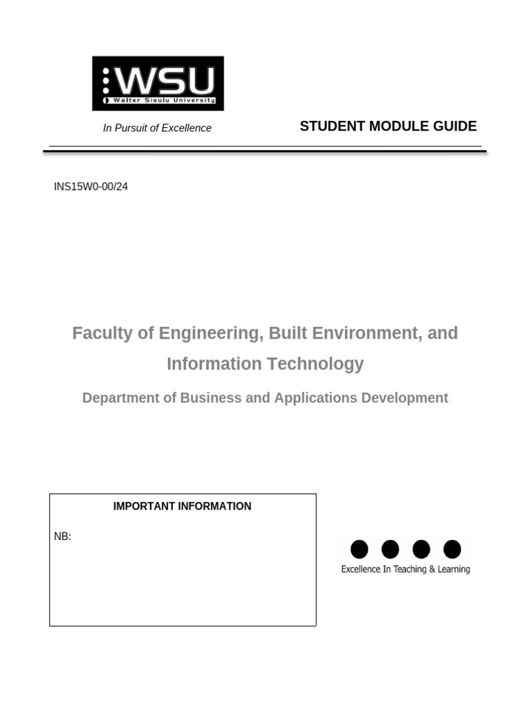 WSU SMG 2024 - Information Systems 1 (INS15W0) | PDF
