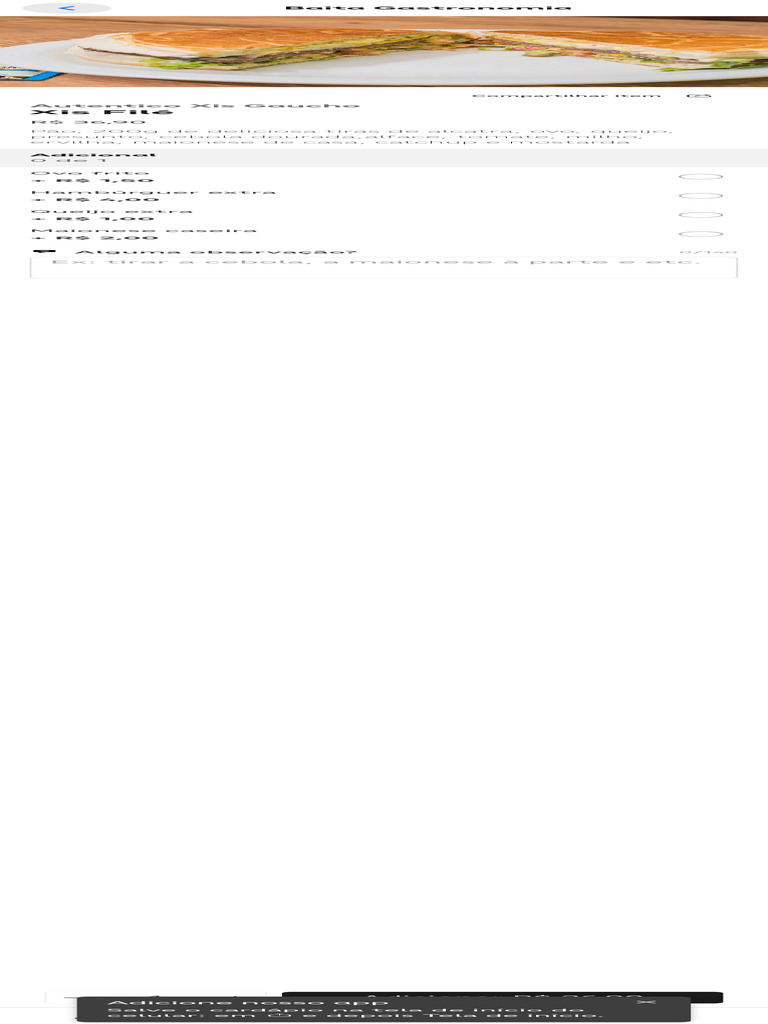 Cardápio Digital - Baita Gastronomia - Itens | PDF