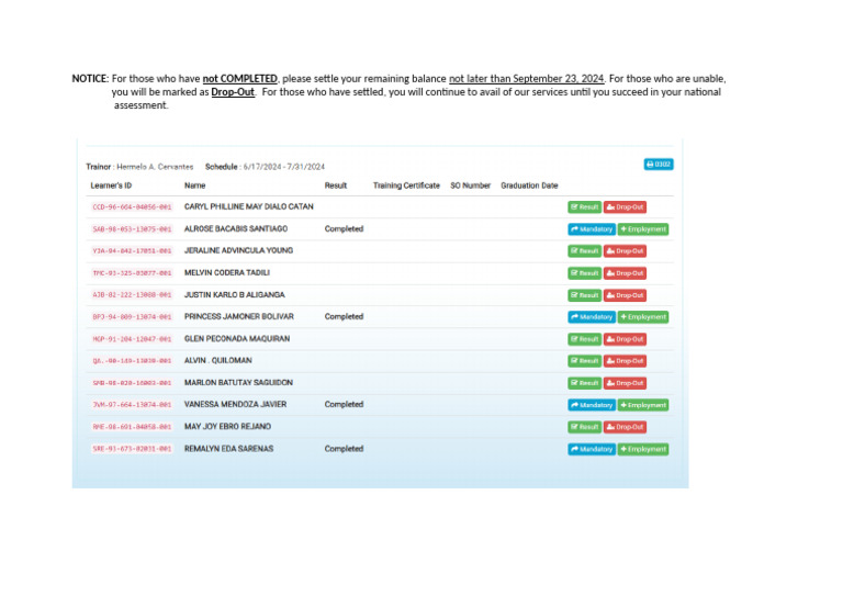 T2MIS Tesda End | PDF