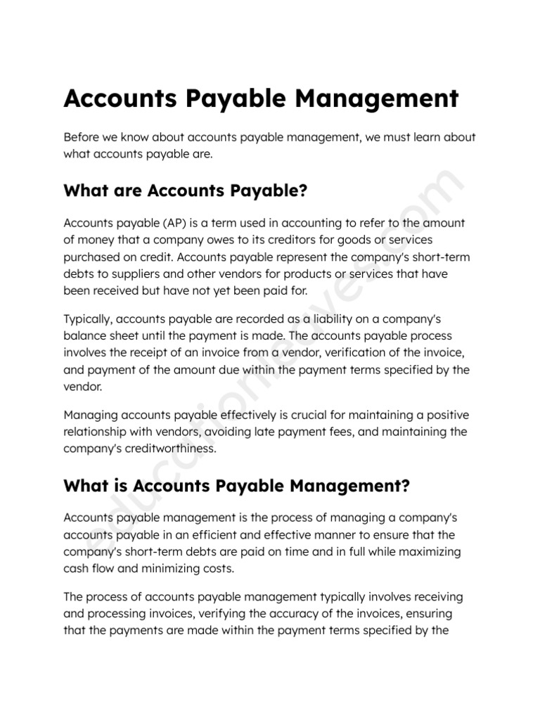 Accounts Payable Management | PDF