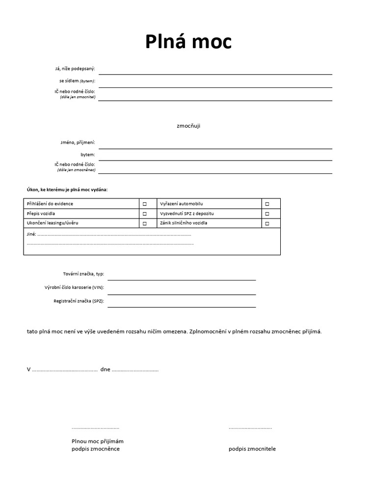 Plná-moc-k-přepisu-motorového-vozidla | PDF