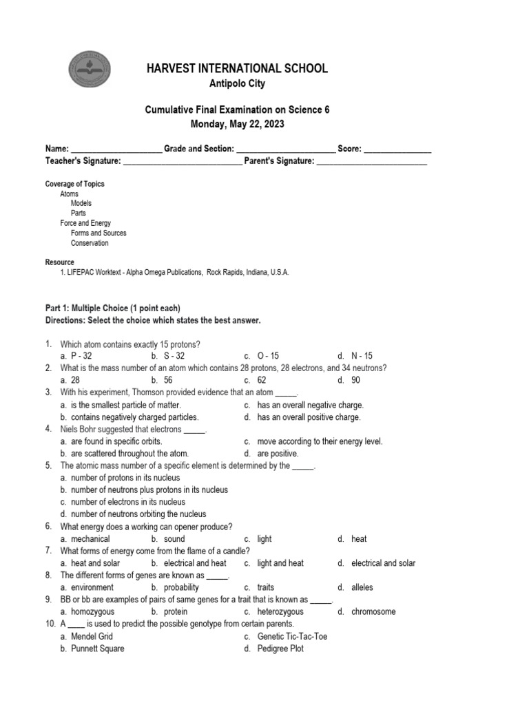 Science 6 CFE M. Laniohan 20222023 | PDF | Dominance (Genetics ...