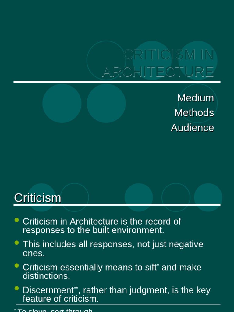 Architecture Criticism: Methods & Mediums | PDF | Liberal Arts ...