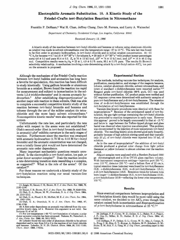 Electrophilic Aromatic Substitution. A Kinetic Study of The Friedel ...