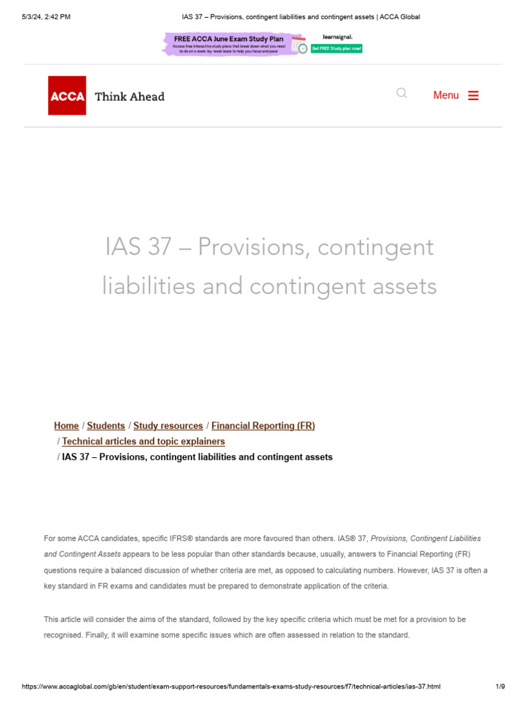 IAS 37 - Provisions, Contingent Liabilities and Contingent Assets ...
