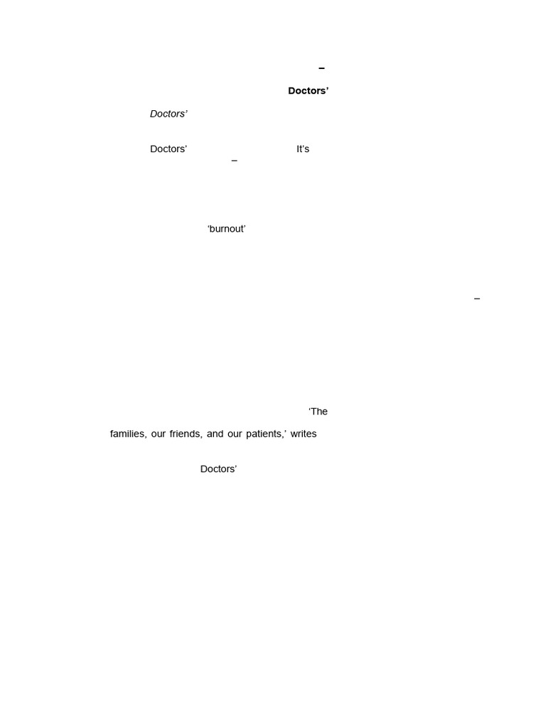 Comprehension Natonal Doctors Day | PDF | Occupational Burnout | Career ...
