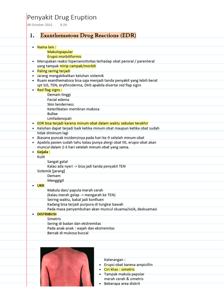 Eruption Drug Reaction (EDR) | PDF