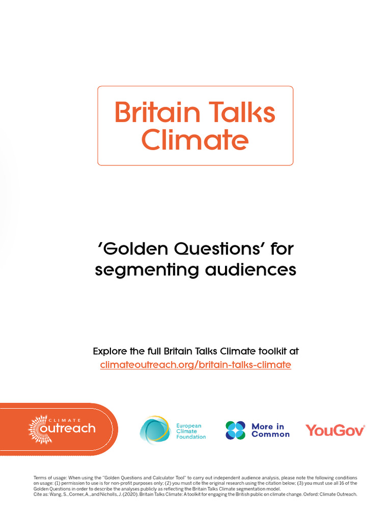 Climate Outreach Britain Talks Climate Golden Questions | PDF