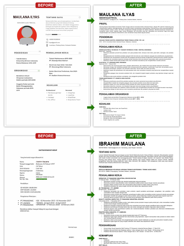 BEFORE & AFTER CV ATS | PDF