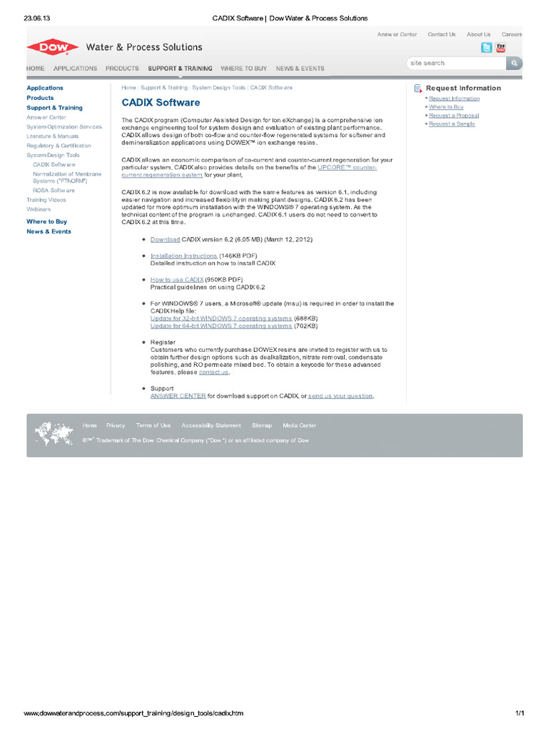 CADIX Software - Dow Water & Process Solutions | PDF