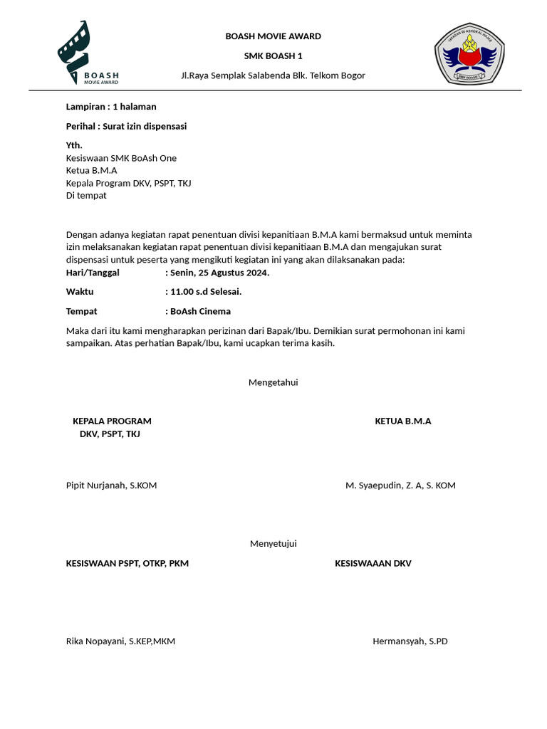 Daftar Dispensasi BMA | PDF