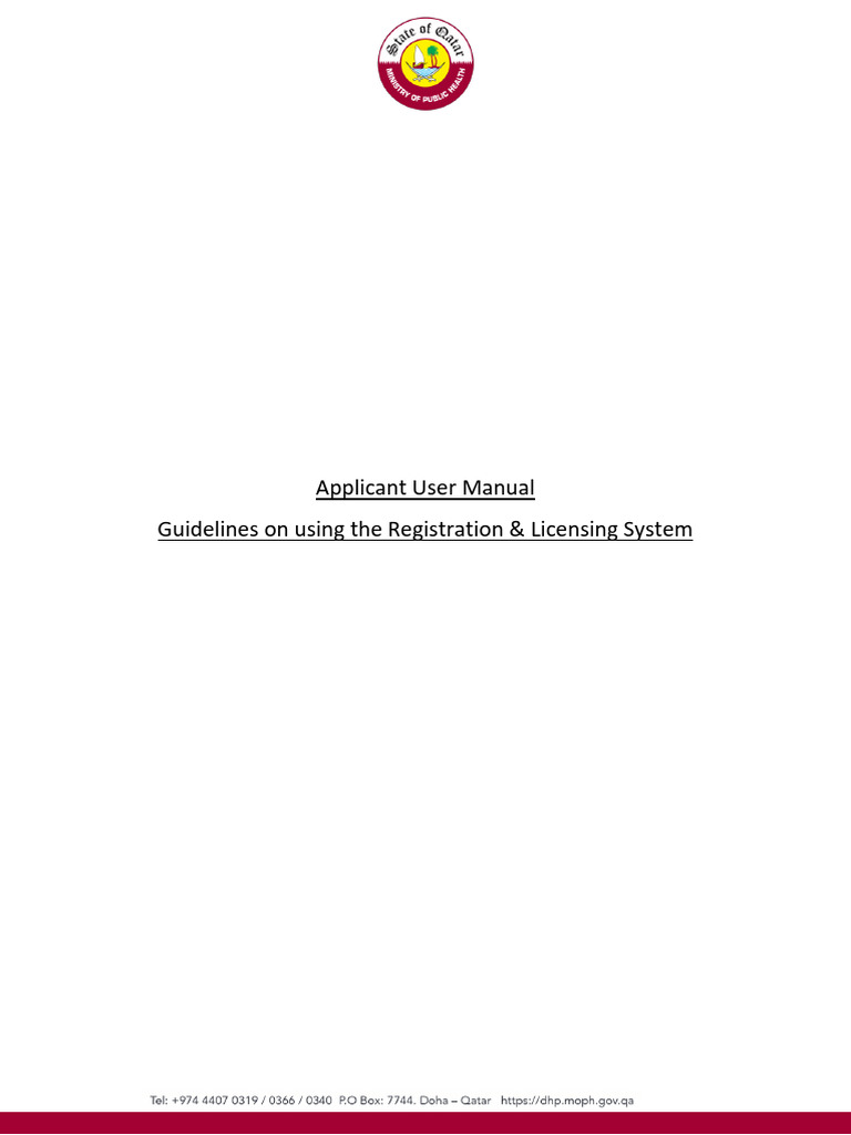 Applicant - Guidelines On Using The Registration & Licensing System | PDF
