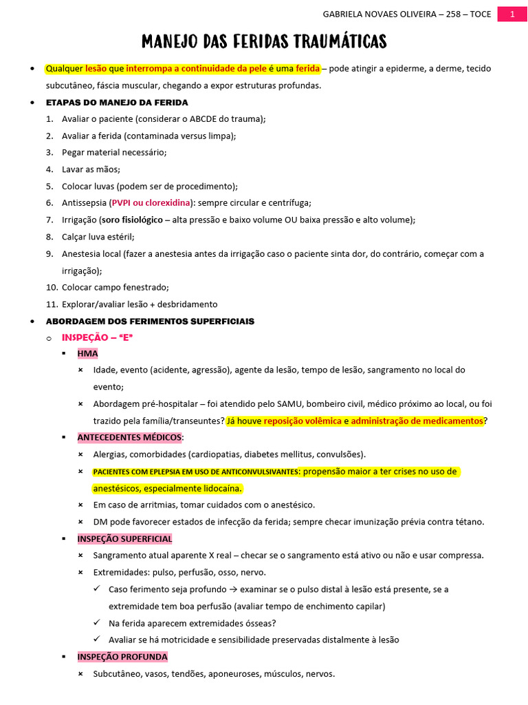 16 - Manejo Das Feridas Traumátics | PDF