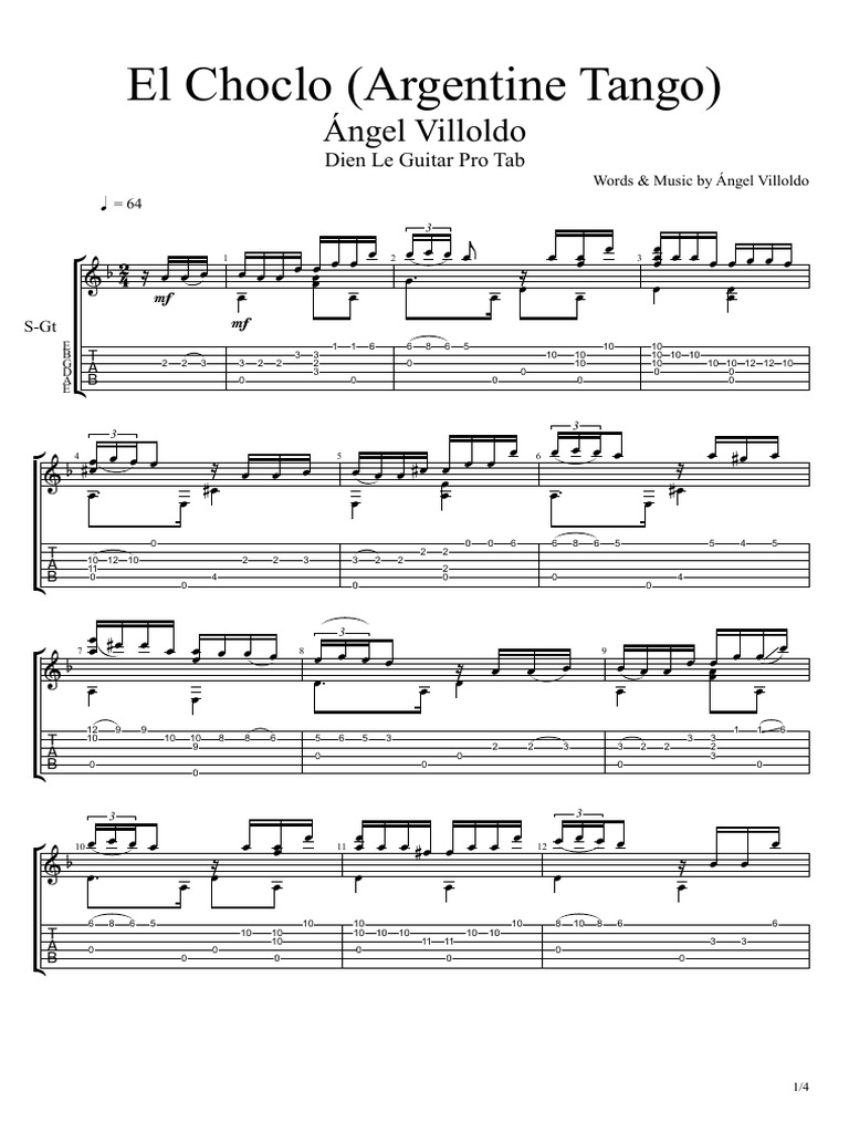 Ángel Villoldo - El Choclo (Argentine Tango) - Guitar Tabs | PDF
