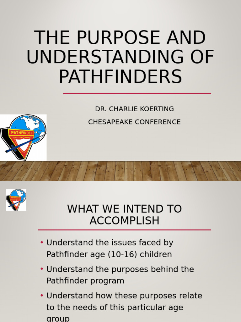 01 Purpose and Understanding of Pathfinders and Their Age Development ...