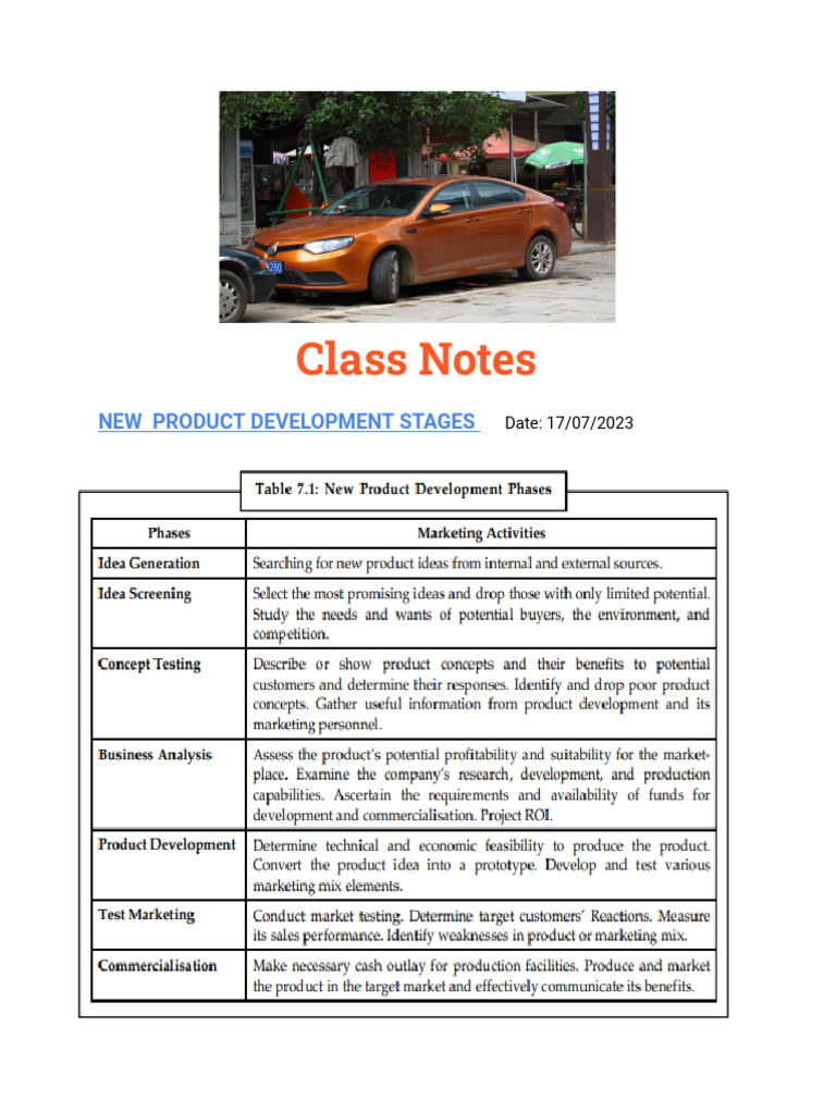 Class Notes On New Product Development | PDF