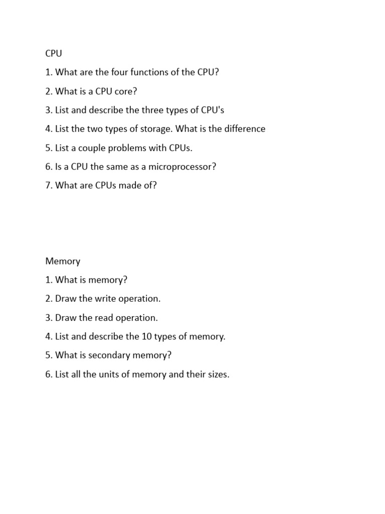 Cpu Memory.docx | PDF