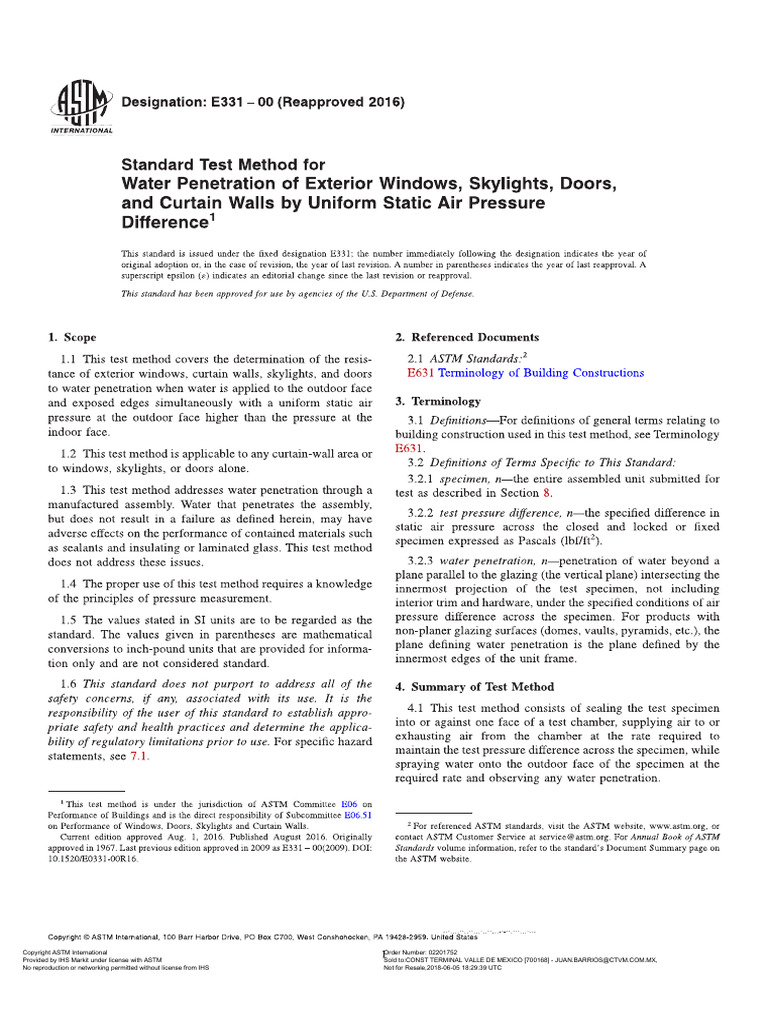Astm e 331-00 | PDF