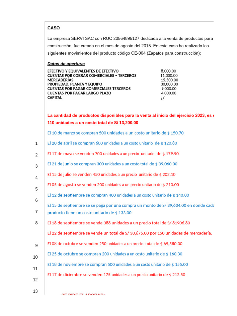 Caso - KARDEX NANCY ISABEL ROMERO CORREA | PDF