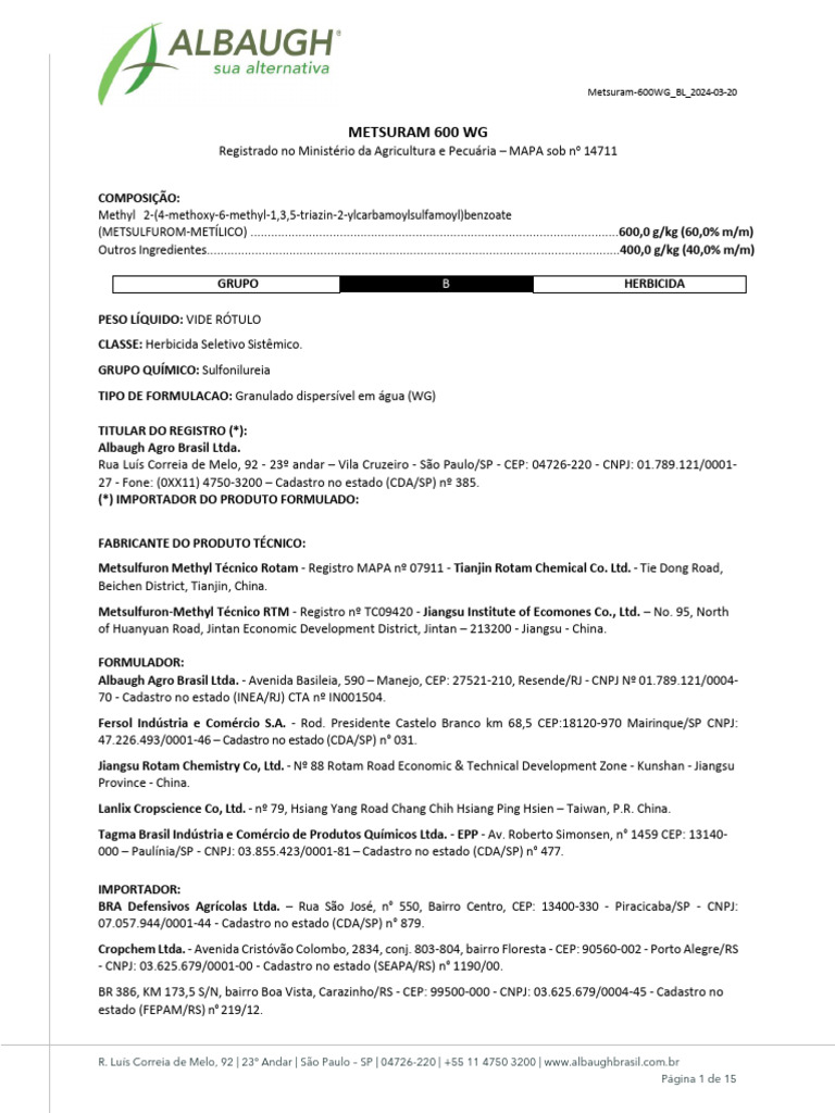 Bula Metsuram 600 WG | PDF