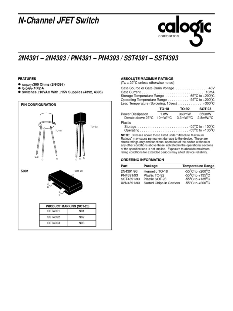 2N4393 Transistor | PDF | Field Effect Transistor | Electrical Engineering