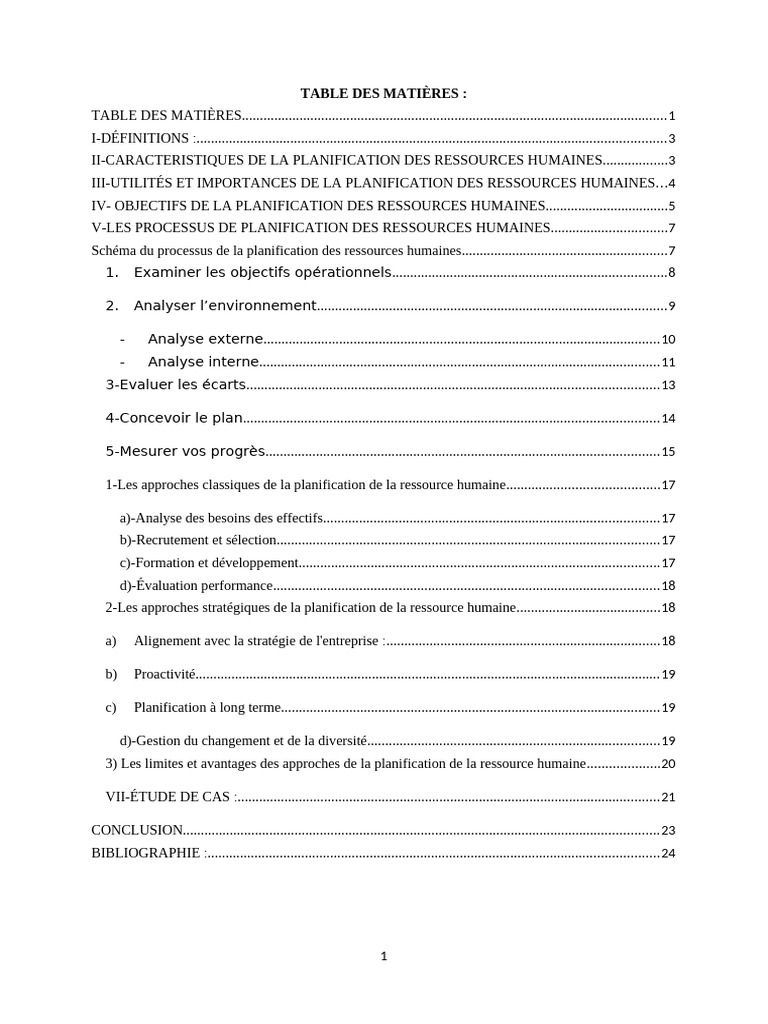 GRH Planification Des Ressources Humaines | PDF
