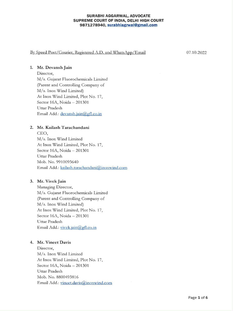 To SEBI - Mumbai Office | PDF