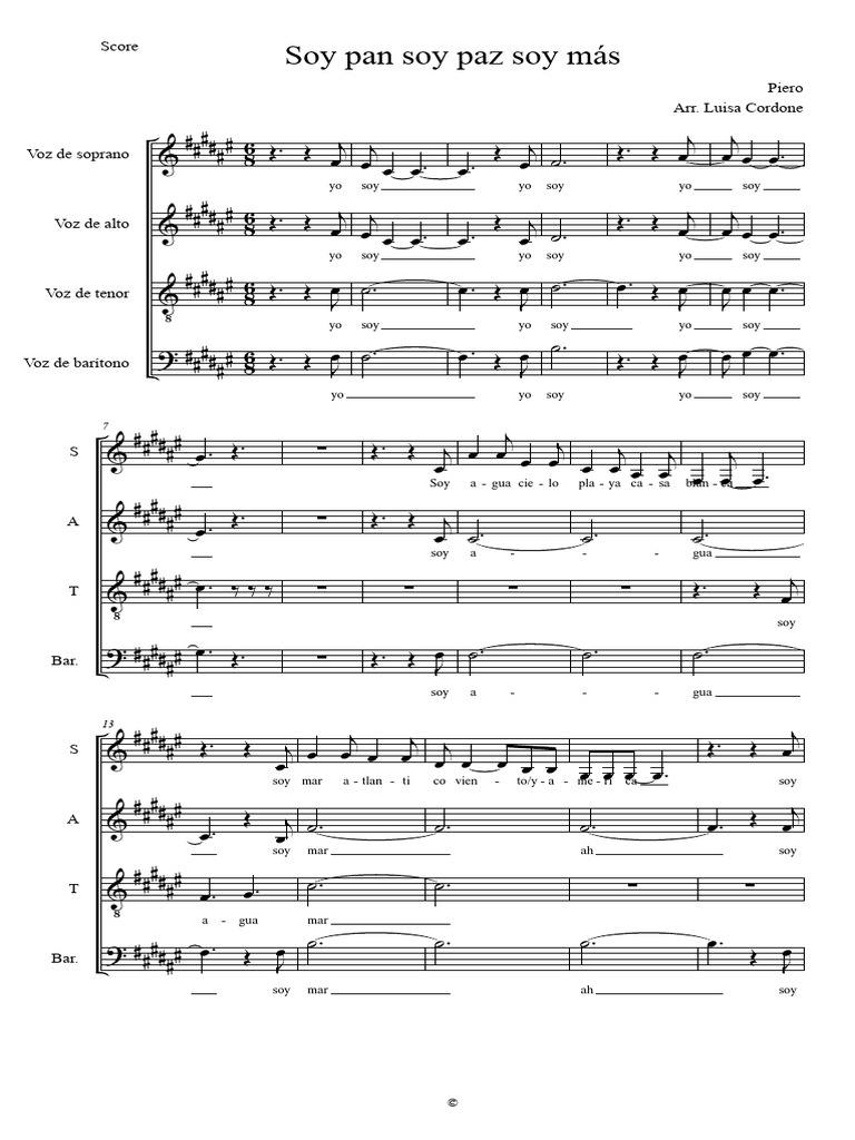 Soy Pan Soy Paz SCORE | PDF