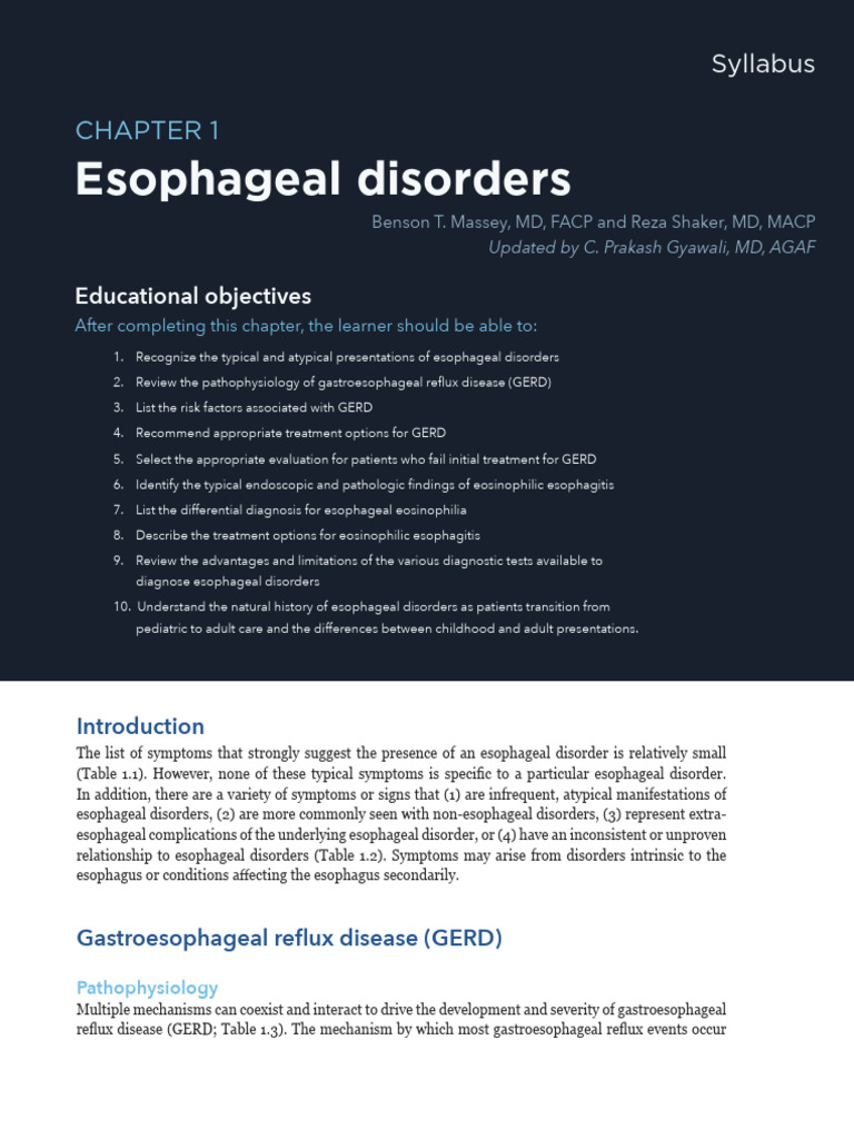 1AGA DDSEP 10 Chapter 1 1 Esophagus | PDF